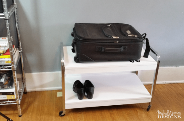 Guest Room Luggage Cart created from a thrift store find.