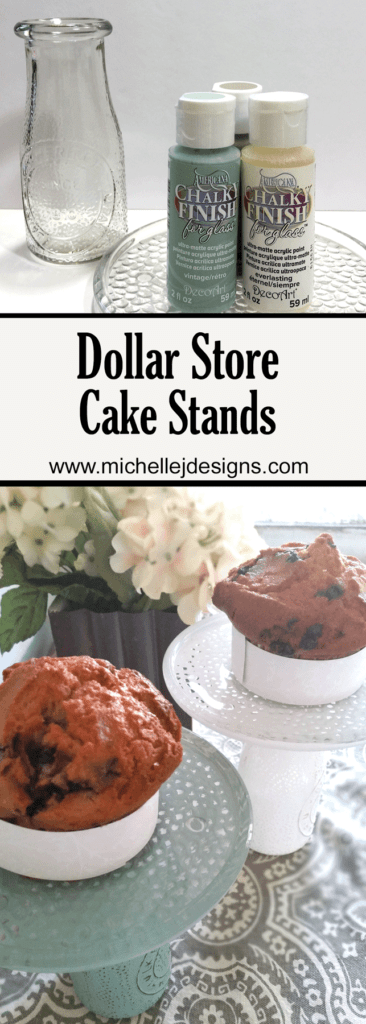 DIY Dollar Store Cake Stands with DecoArt Chalky Finishes for Glass