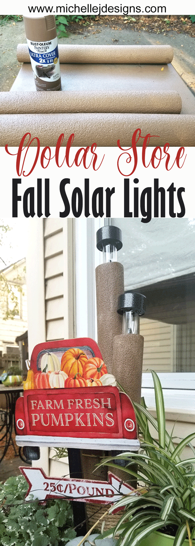 DIY Fall Solar Light Decor - Michelle James Designs