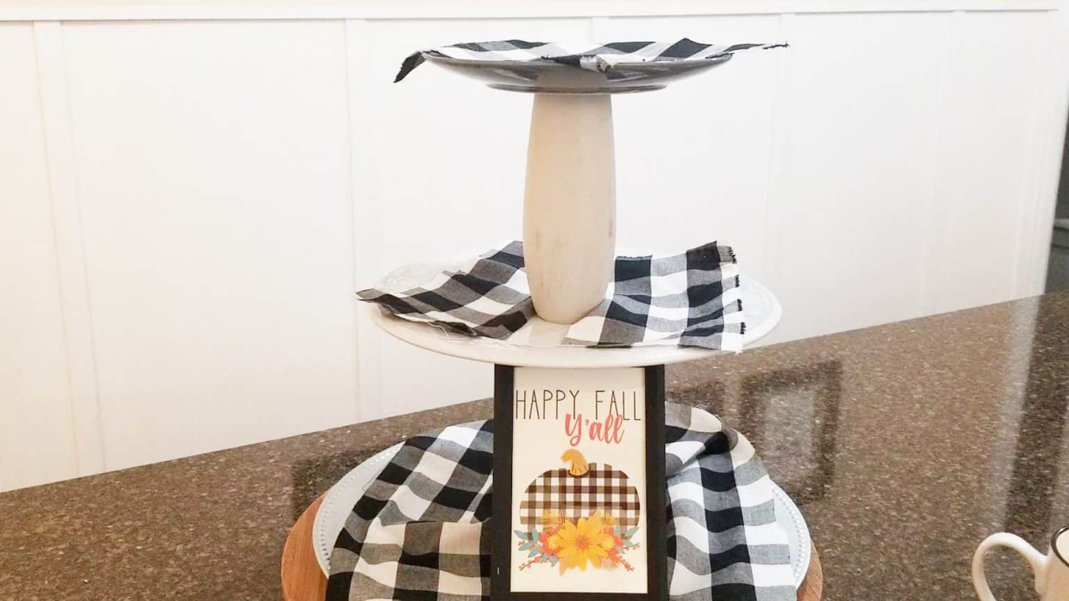 Decorate a Tiered Tray With Dollar Tree Products - Michelle James Designs