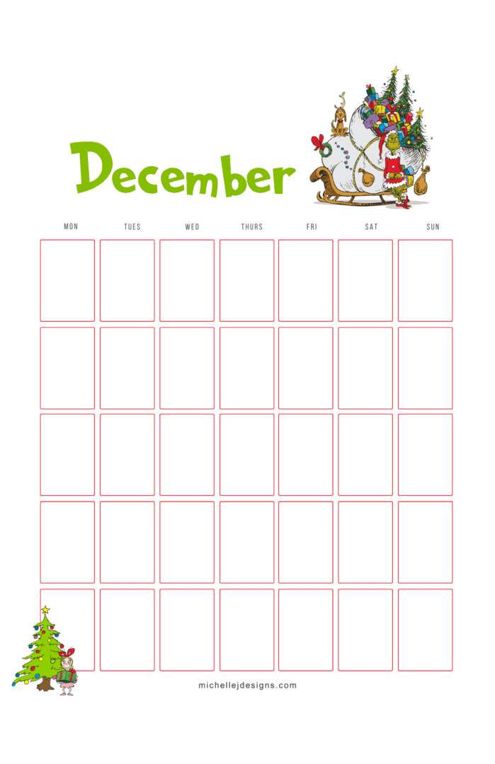 Free Printable Grinch Christmas Planner - Michelle James Designs