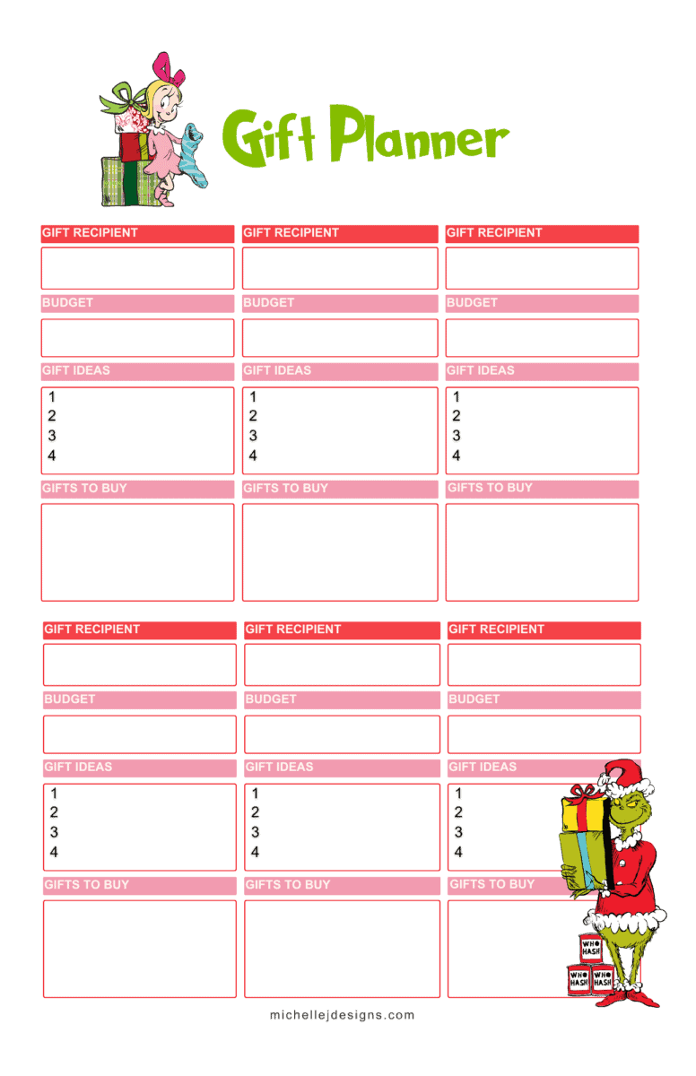 Free Printable Grinch Christmas Planner - Michelle James Designs