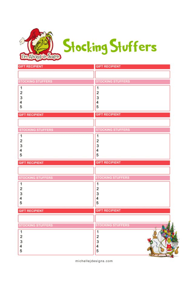 Free Printable Grinch Christmas Planner - Michelle James Designs