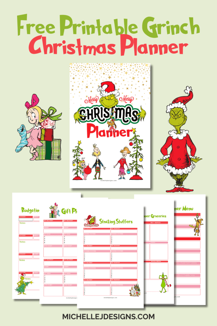 Free Printable Grinch Christmas Planner - Michelle James Designs