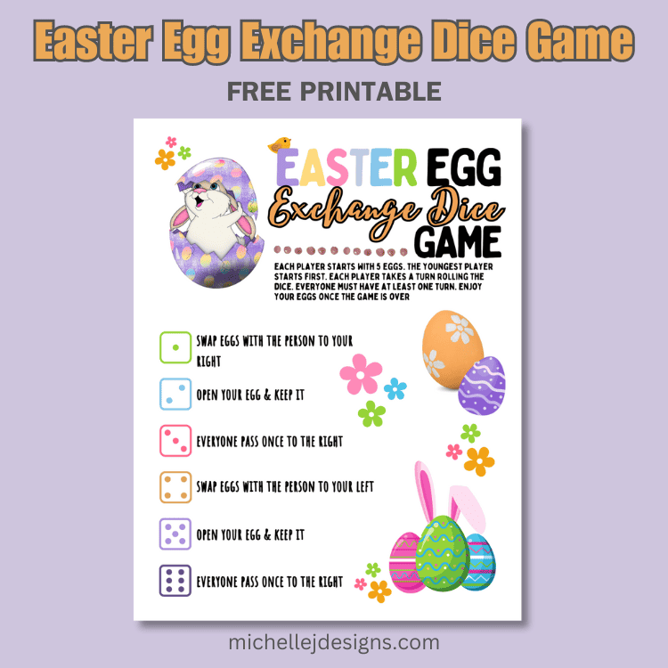 Easter Egg Dice Game Printable - Michelle James Designs