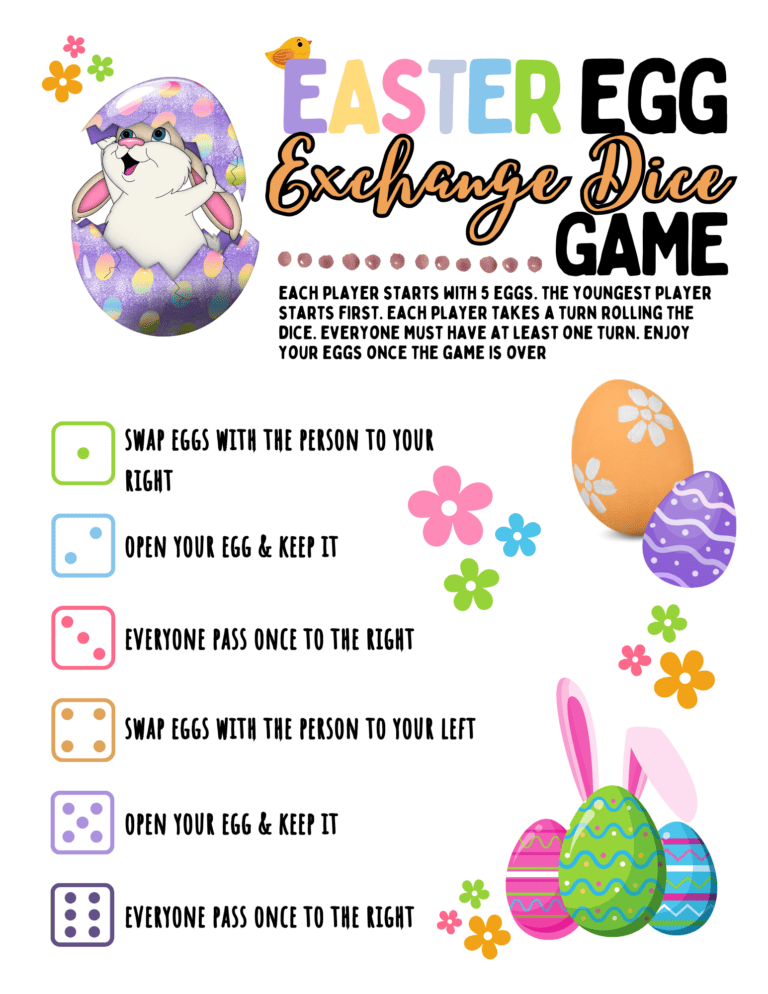 Easter Egg Dice Game Printable - Michelle James Designs
