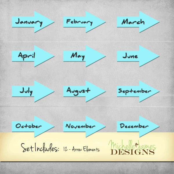 Months of the Year Arrows - Michelle James Designs