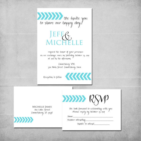 Chevron Arrows Wedding Invitations Suite - Michelle James Designs